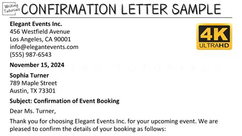 Sample Confirmation Note