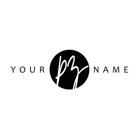 Pz Initial Handwriting In Circle Frame Template Design 32415419 Vector Art At Vecteezy