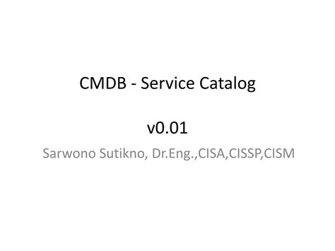 Cmdb Service Catalog 20110809 Pptx Databases Computer Software