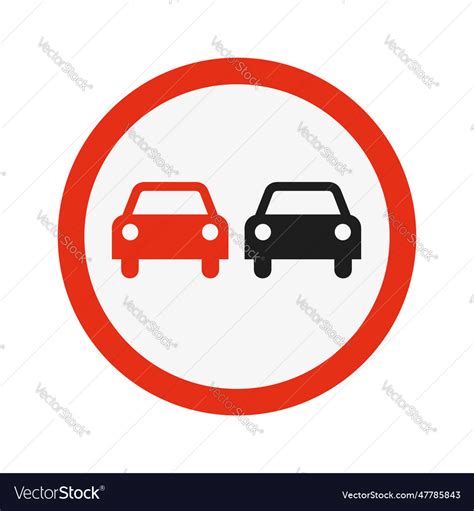 No Overtaking Road Traffic Sign Royalty Free Vector Image