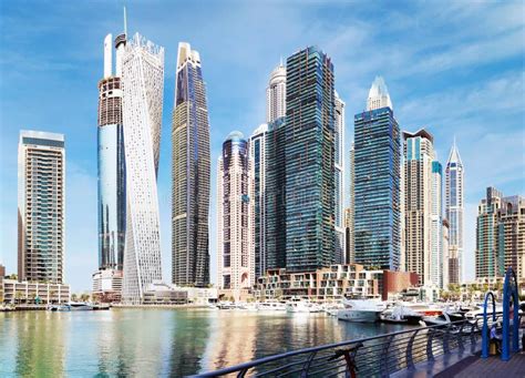 Luxury Dubai Marina Canal And Promenade In Beautiful Summer Daydubai