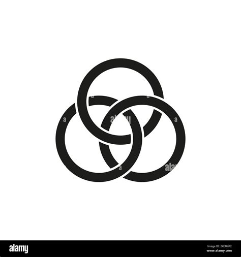 Interlocking Rings Icon Abstract Black Circles Geometric Vector Design Simple Symbolic Shape
