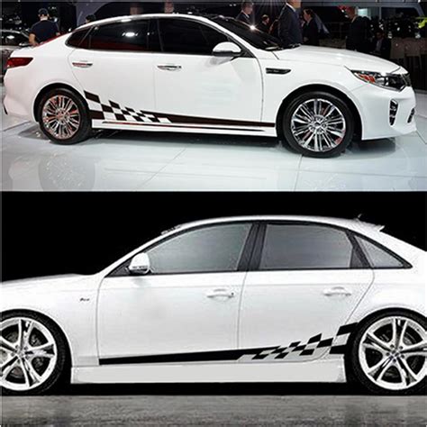 Черные 2 шт боковые полосы тела гоночные Гонки JDM автомобиля Виниловые ...