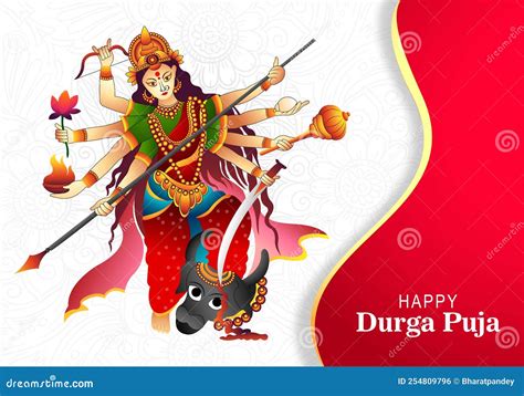 Happy Durga Puja India Festival Holiday Card Illustration Background