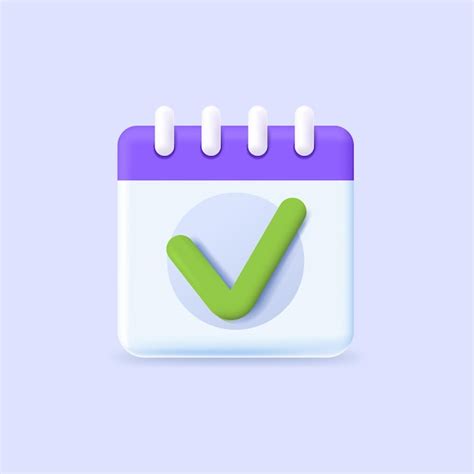 Premium Vector 3d Calendar Icon Calendar With Done Check Mark On The