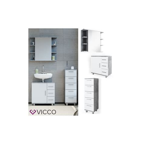 Preisvergleich Für Vicco Badmöbel Set Ilias Weiß Beton Bad Spiegel