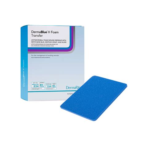 Dermarite Dermablue Foam Transfer Antimicrobial Foam Dressing 4x5 Inch