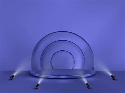 받침대와 추상적인 배경입니다 스포트 라이트와 함께 3d 벡터 무대입니다 쇼를 위한 연단입니다 프리미엄 벡터