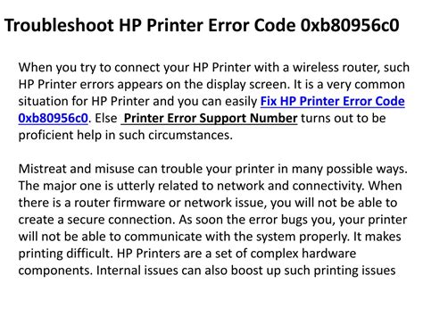 Ppt Troubleshoot Hp Printer Error Code 0xb80956c0 Powerpoint