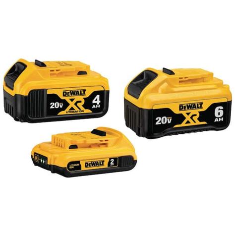 DEWALT 20V MAX XR Premium Lithium Ion 6 0Ah Battery 20V MAX XR 4 0Ah Battery And 20V MAX 2 0Ah