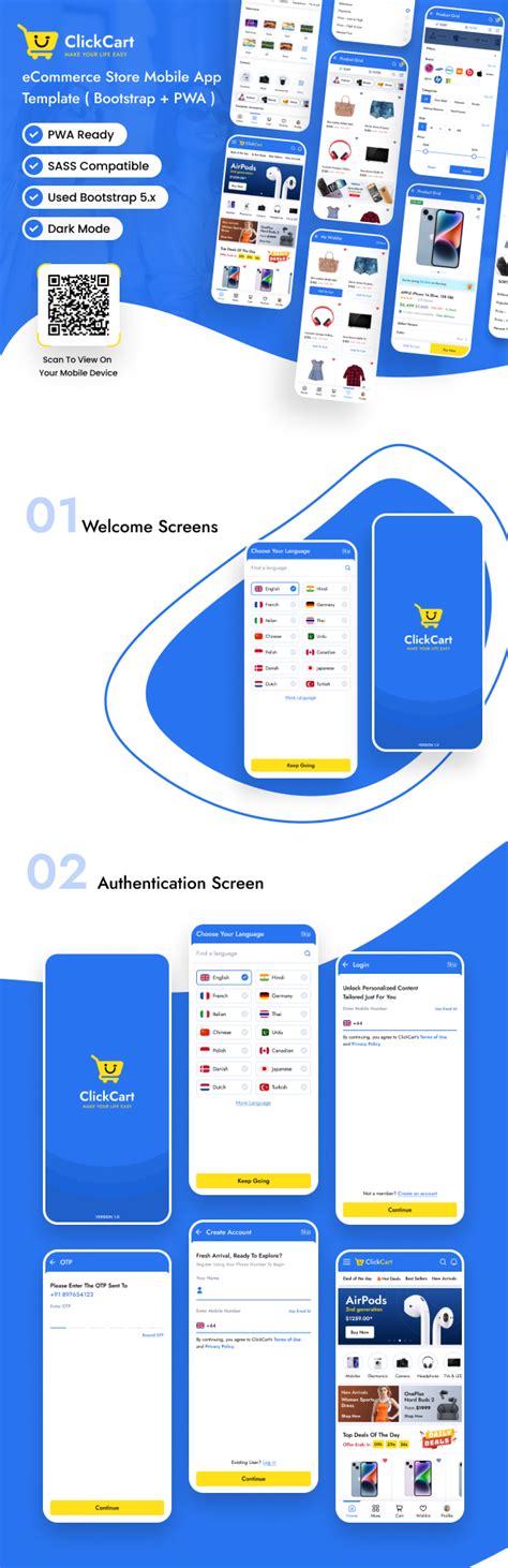 Clickcart Ecommerce Store Mobile App Template Bootstrap Pwa