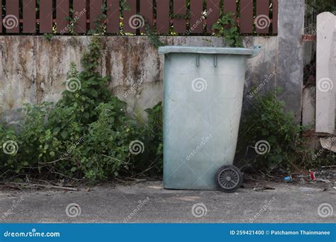 Plastic Old Square Trash Bins On Streets Outdoor Public Areas Stock
