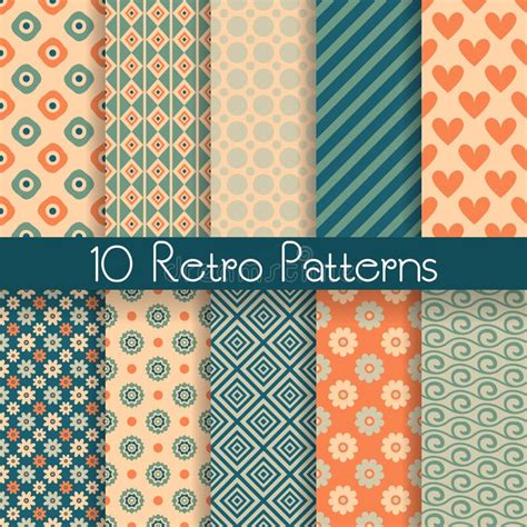 Retro Abstract Vector Seamless Patterns Stock Vector Illustration Of