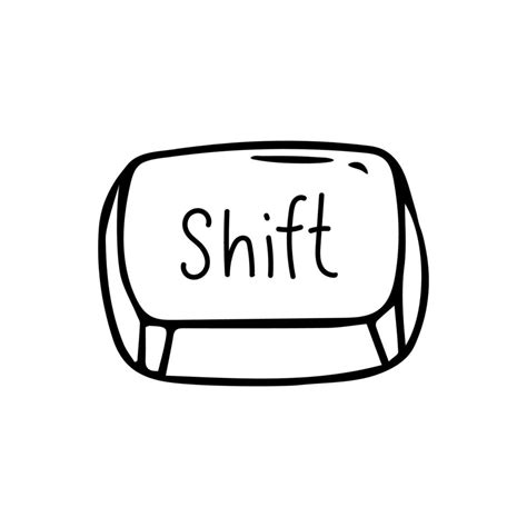 Shift Key Button Vector Image Black White Hand Drawing 17006844