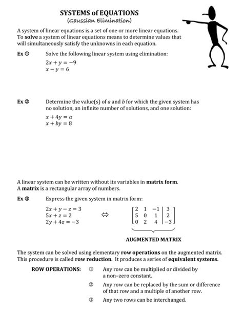 Systems Of Equations Gaussian Elimination Worksheet