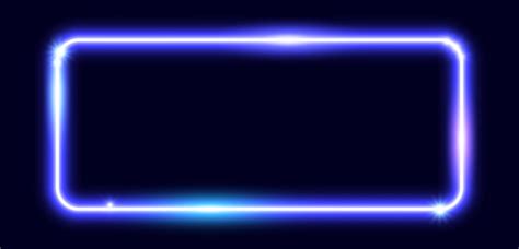 네온으로 빛나는 직사각형 프레임 파란색 보라색 빛나는 직사각형 테두리 수평 전등 표지판입니다 배너 포스터 콜라주 표지를 위한 조명된 와이드 바이올렛 디자인 요소 벡터 그림