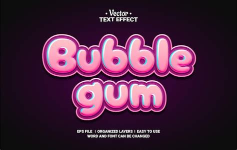 Premium Vector Bubble Gum Editable Vector Text Effect