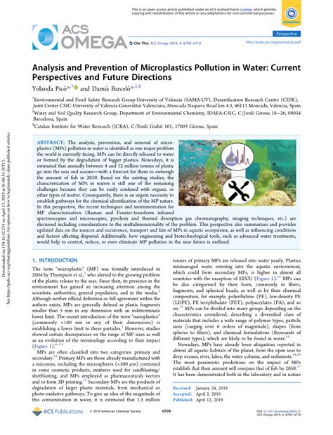 Pdf Analysis And Prevention Of Microplastics Pollution In Water