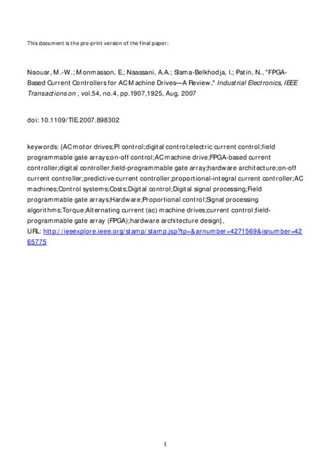 Pdf Fpga Based Current Controllers For Ac Machine Drives—a Review