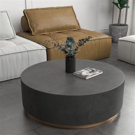 Industrial Coffee Table Round Cement Coffee Table In Deep Gray
