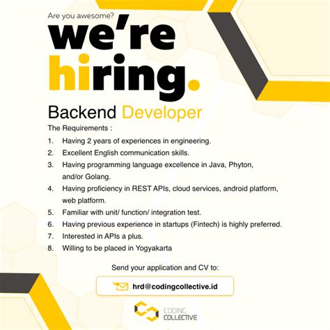 lowongan kerja back end developer di coding collective lokerjogja id