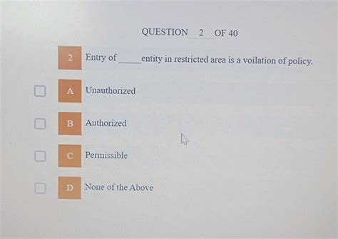 QUESTION 2 OF 40 2 Entry Of Entity In StudyX