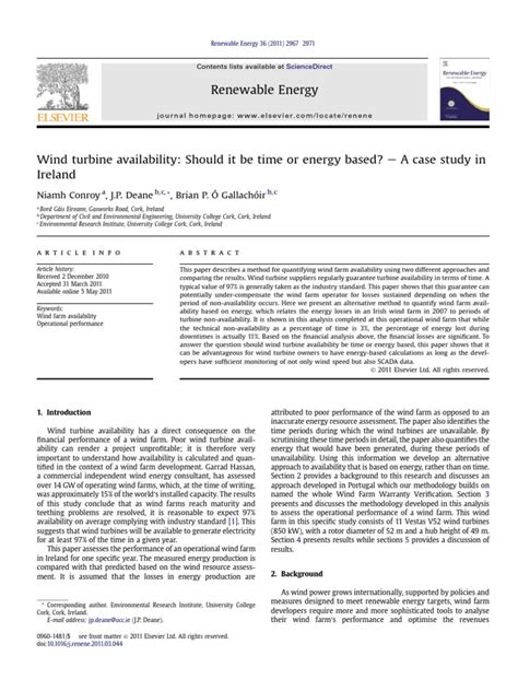 Wind Turbine Availability Pdf Wind Turbine Wind Power