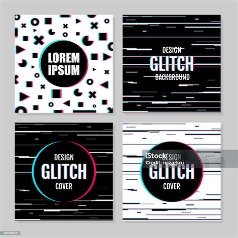 추상 세트 효과 고장입니다 커버 플 래 카드 배너 포스터 전단지 벡터 일러스트입니다 현대적인 디자인입니다 3차원 형태에 대한 스톡 벡터 아트 및 기타 이미지 Istock
