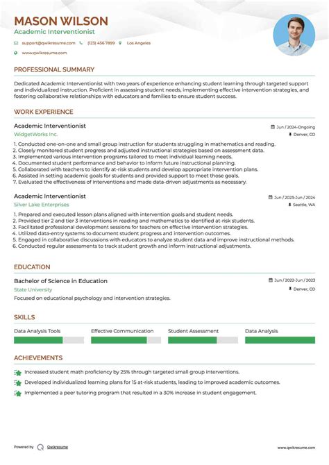 10 Academic Interventionist Resume Samples And Templates For 2025