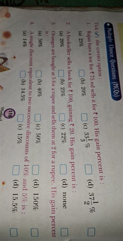 Multiple Choice Questions MCQs Tick Omega The Correct Option Ra