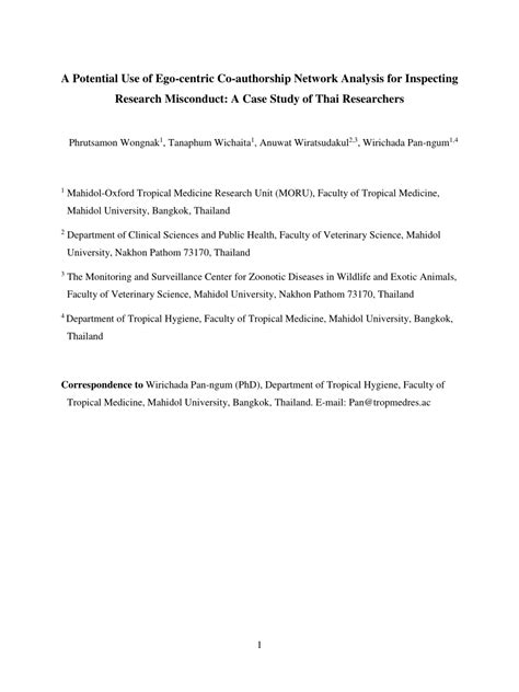 Pdf A Potential Use Of Ego Centric Co Authorship Network Analysis For Inspecting Research