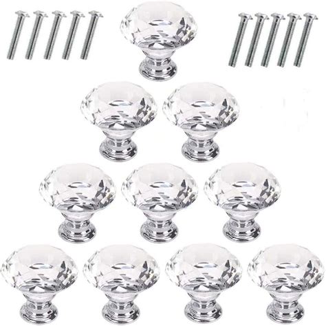 10 Pack Drawer Knobs With Screws Diamond Shaped Acrylic 25mm28mm