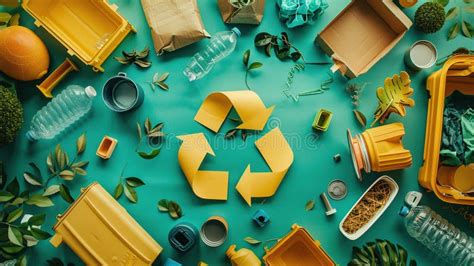 Recycling Symbol Surrounded By Recyclable Materials Stock Illustration Illustration Of Earth