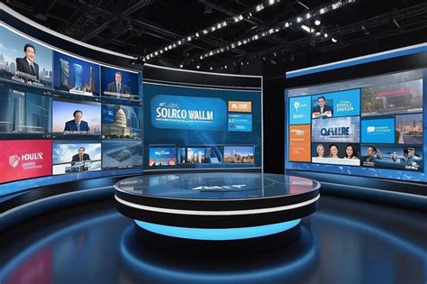 Premium Photo Interactive Social Media Wall Virtual News Set