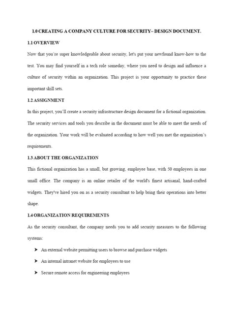 Creating Company Culture Project Pdf Security Computer Security
