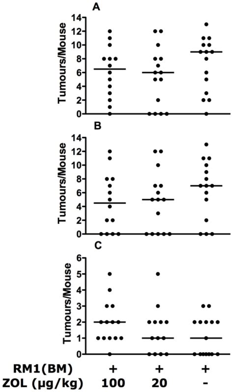 A Total Number Of Metastases B Bone Metastases Or C Soft Tissue