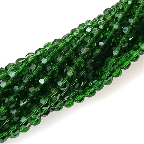 1 Dozen 6mm Glass Crystal Rounds Emerald