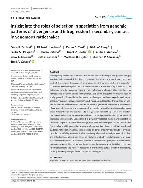 Solution Insight Into The Roles Of Selection In Speciation From Genomic Patterns Of Divergence