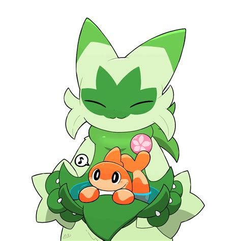 Safe Artist Tontaro Fictional Species Floragato Tatsugiri