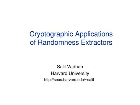 ppt cryptographic applications of randomness extractors powerpoint