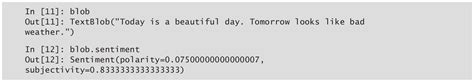 1125 使用textblob的默认情感分析器进行情感分析 Python程序设计：人工智能案例实践 Book