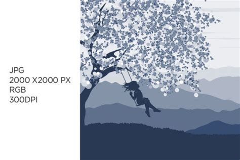 Girl Swing Tree Graphic By Biljanacvetanovic · Creative Fabrica