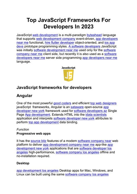 ppt top javascript frameworks for developers in 2023 powerpoint