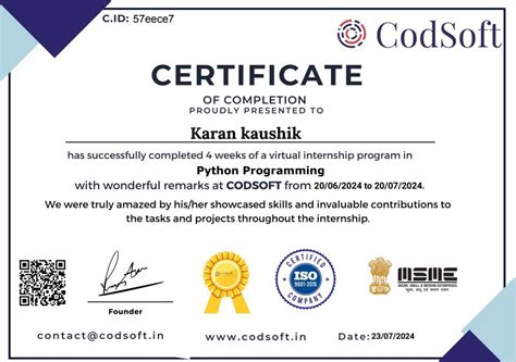 Karan Kaushik On Linkedin Python Programming Internship Codsoft