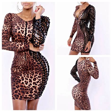 2014 Novelty Leopard Print Bandage Dresses Women Clothing Work Wear
