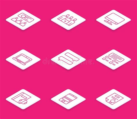 Set Line Training Presentation Online Class Computer Monitor Screen