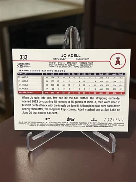 2024 Topps Series 1 333 Jo Adell Bleu Violet Holofoil 999 Eur 092