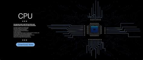 premium vector futuristic microchip processor with lights on the blue