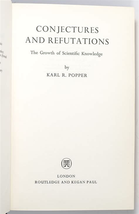 Conjectures And Refutations Karl Popper First Edition Signed