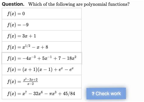 Solved Polynomial Functions
